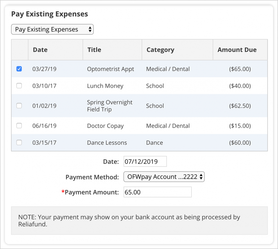 Payments | Parents - Website | OurFamilyWizard